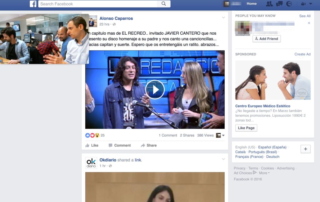 Facebook permite reproducir vídeos durante la navegación